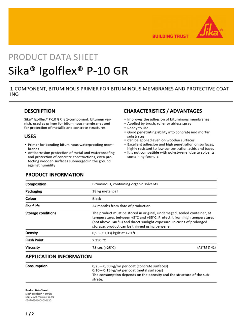 Sika® Igolflex® P-10 GR | PDF