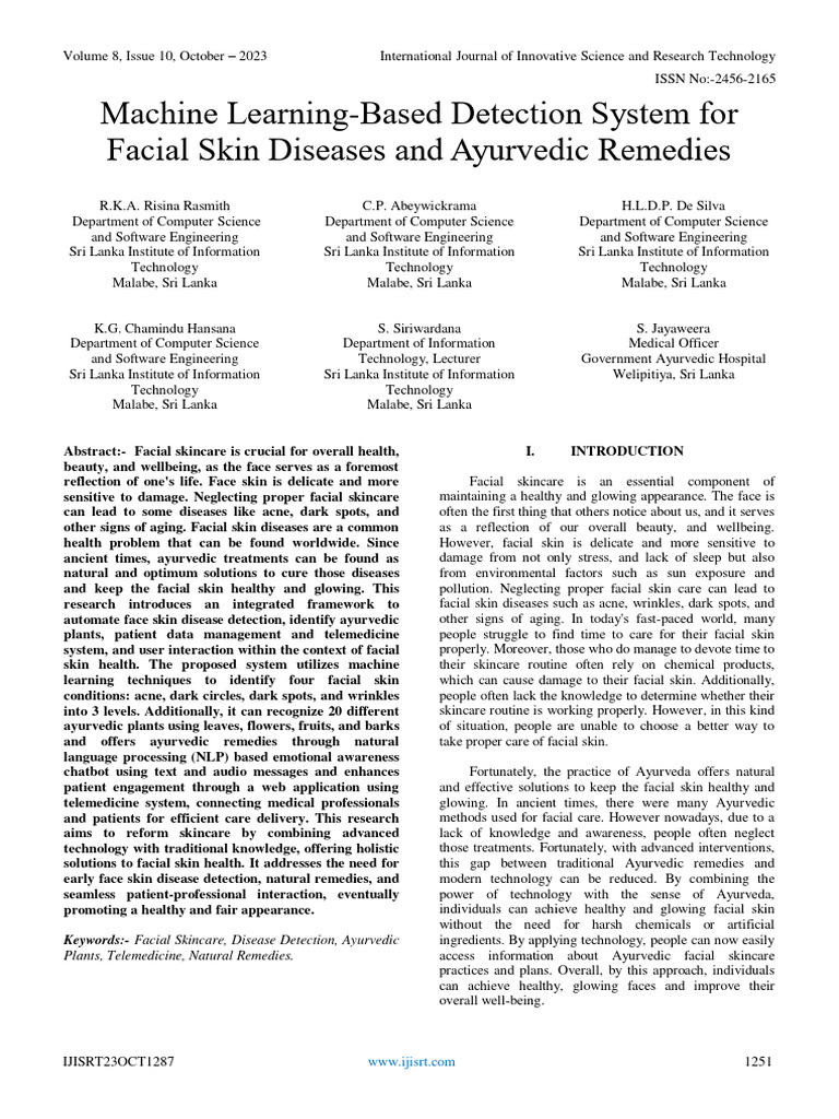 Machine Learning-Based Detection System For Facial Skin Diseases and ...