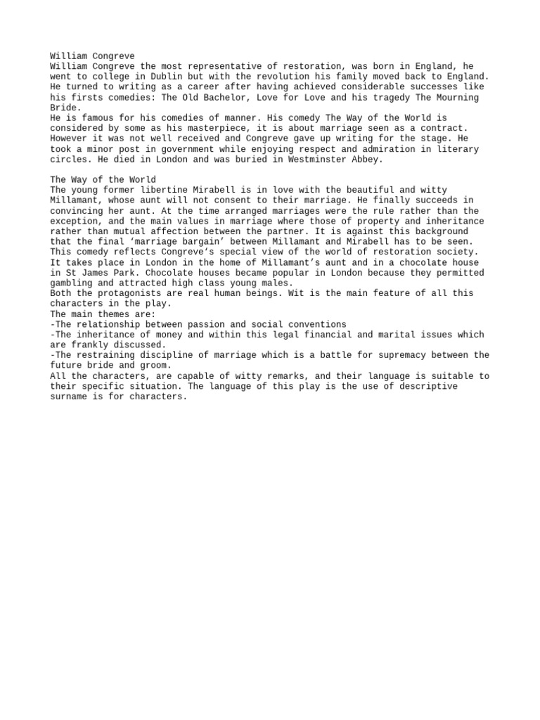 William Congreve | PDF