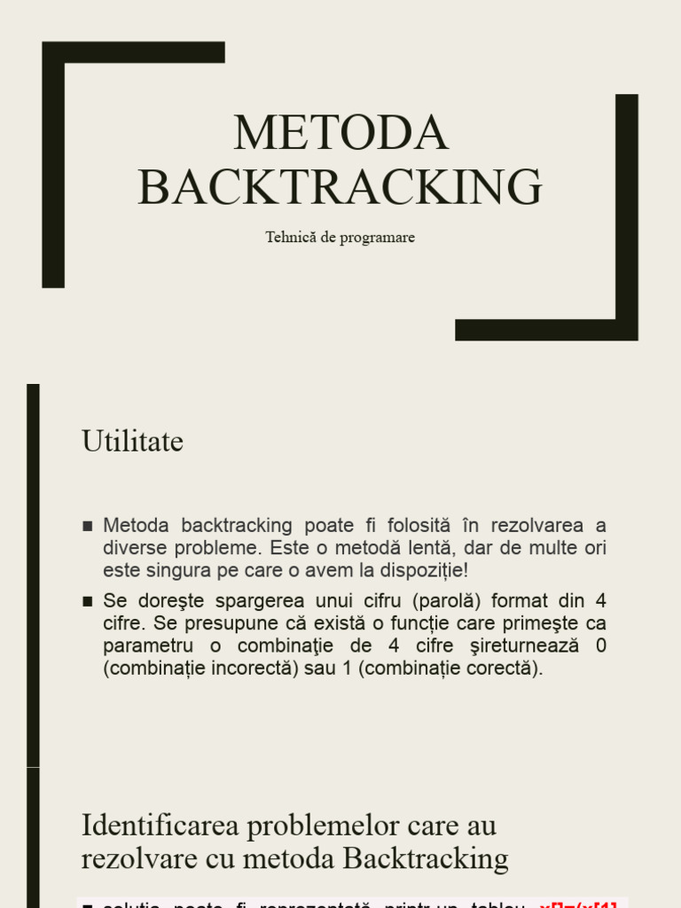 Metoda Backtracking Combinari | PDF
