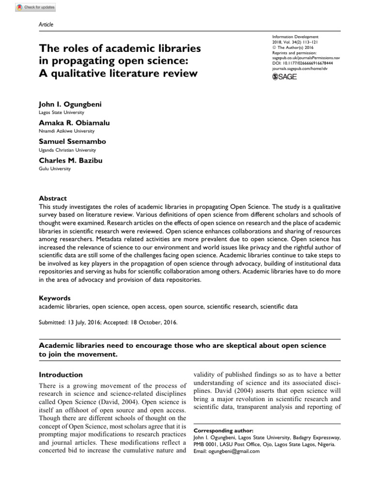 Academic Libraries in Propagating Open Science | PDF | Libraries | Open ...