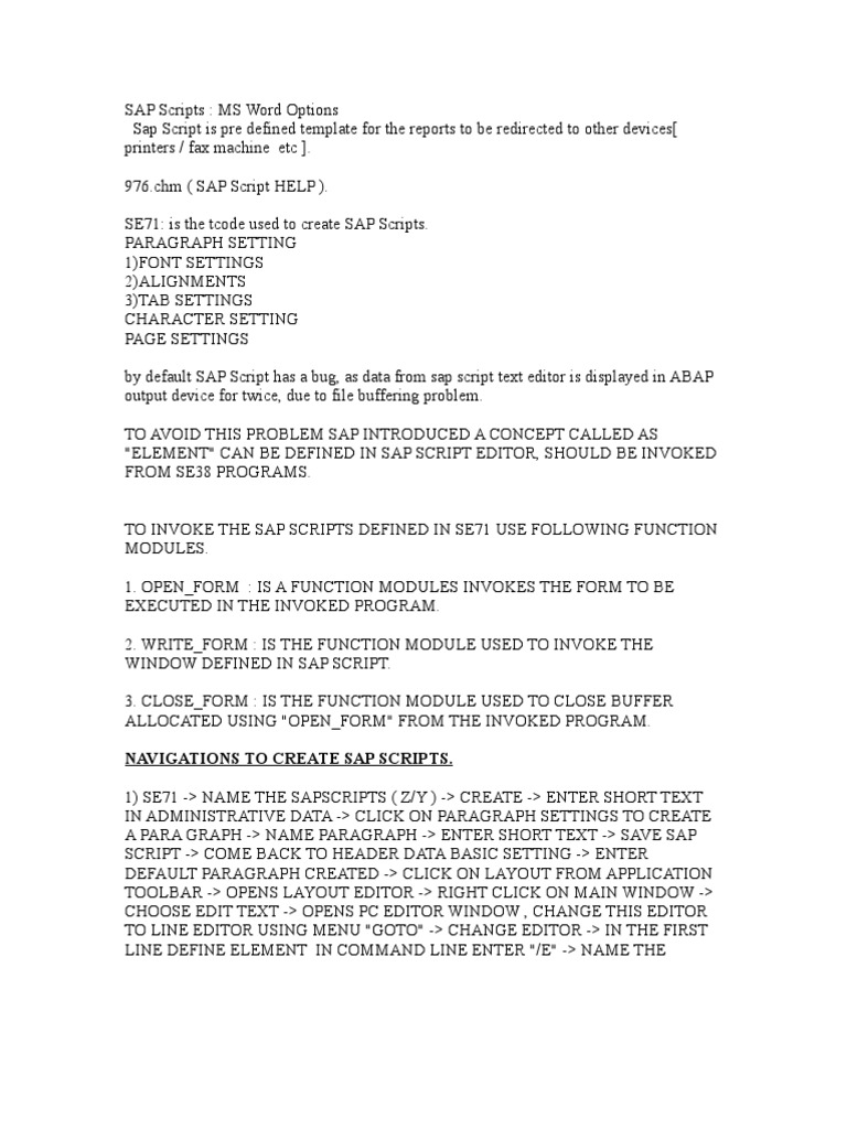 PART3-SAP Scripts | PDF | Subroutine | Computer Engineering