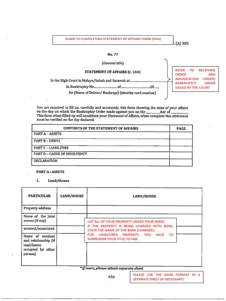 Guide to Completing Statement of Affairs Form | PDF
