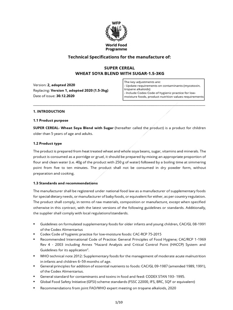 SC Wheat-Soya Blend With Sugar 1.5Kg - 3Kg | PDF | Vitamin | Hazard ...