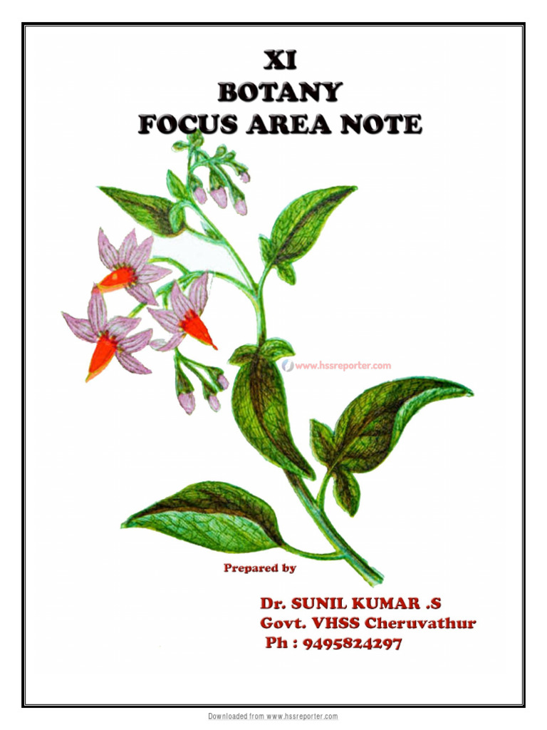 HSSRPTR - Botany Focus Area Notes | PDF | Mitosis | Meiosis
