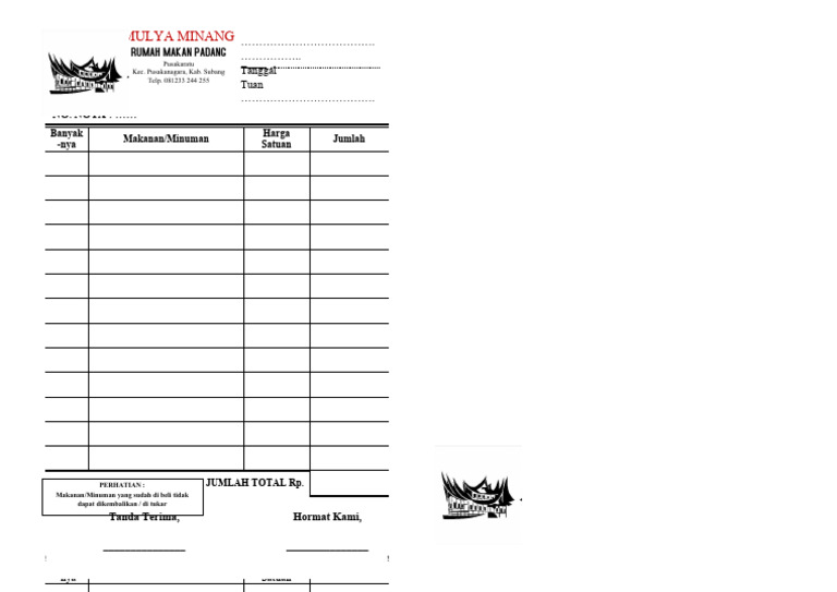 Nota Makan Pusakajaya | PDF