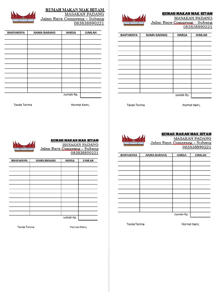 Nota Makan Word | PDF