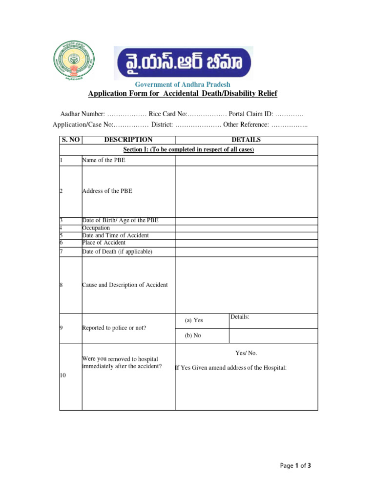 YSR BIMA 23-24 - OICL - Claim Form - Final | Download Free PDF | Health ...