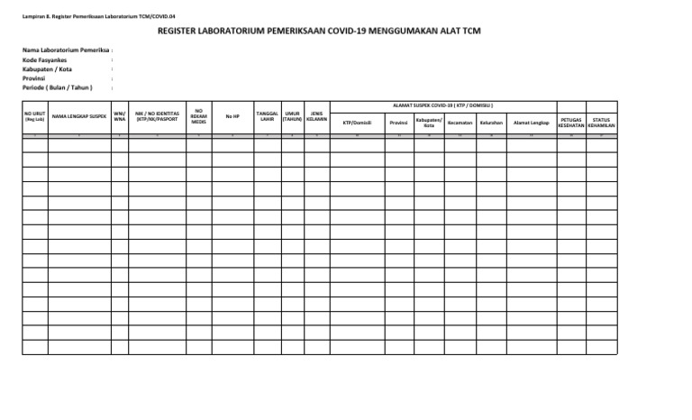 Register Pemeriksaan Laboratorium | PDF