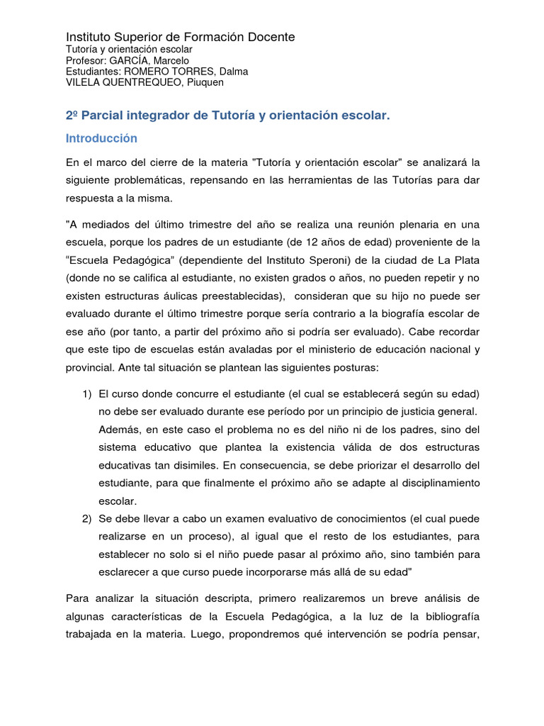 Tutorias y orientación escolar | PDF | Evaluación | Enseñando