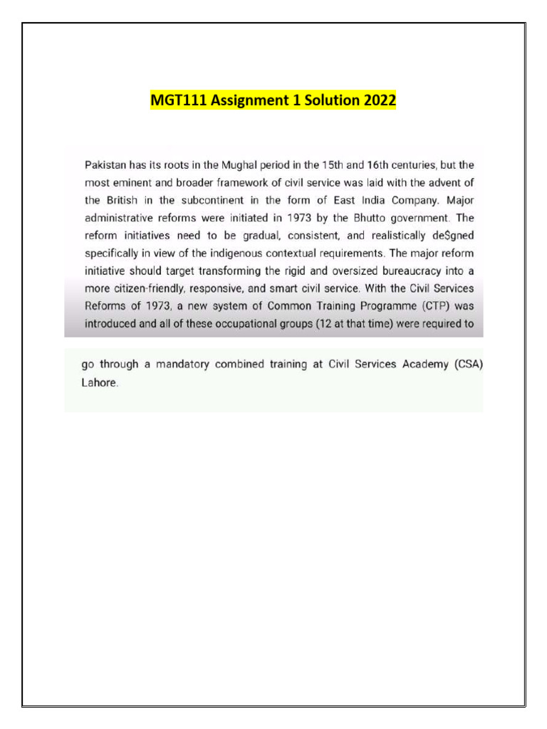 MGT111 Assignment 1 Solution 2022 | PDF