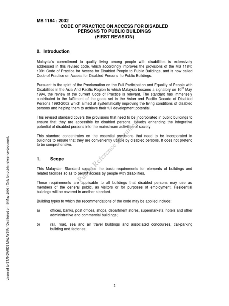 MS 1184 - 2002 - Code of Practice On Access For Disabled Person To ...