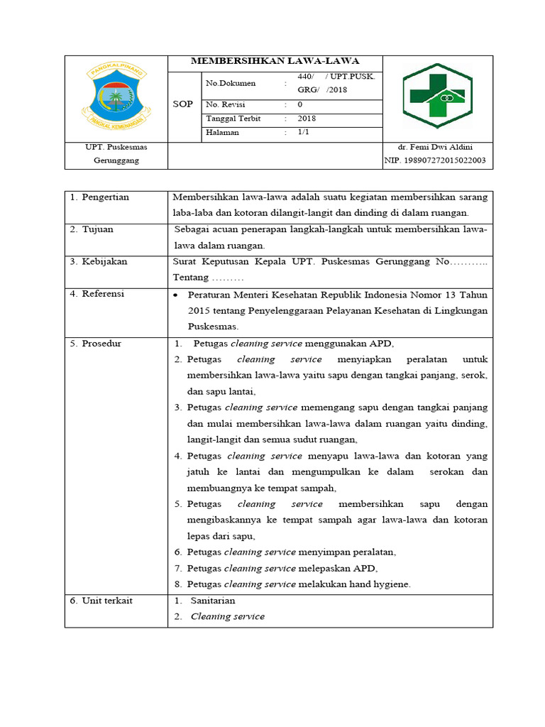 SOP Lawa Lawa | PDF