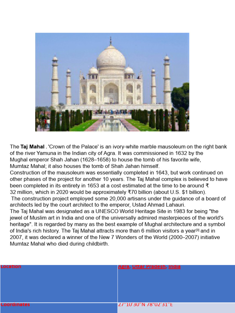 Taj Mahal | PDF