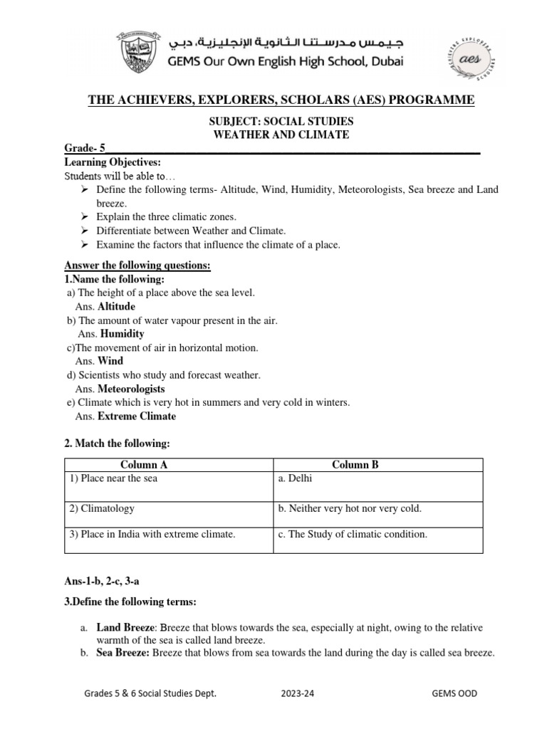 Weather_and_Climate_-Worksheet | PDF | Climate | Weather