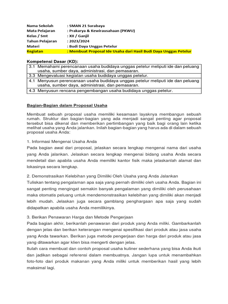 LKPD Proposal Ide Usaha | PDF