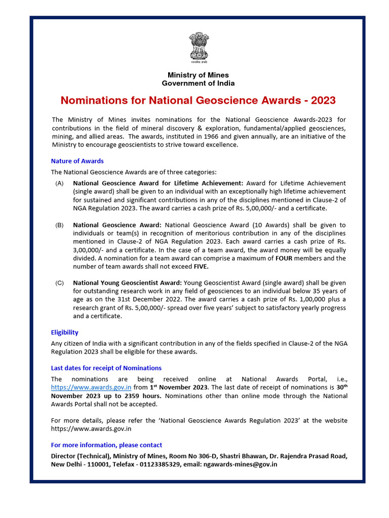 Geoscience Awards-2023 | PDF | Geology | Earth Sciences