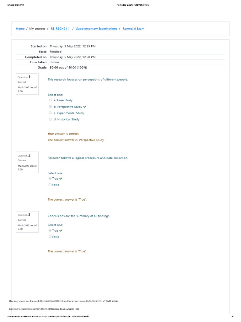 Remedial Exam Attempt 1 PDF | PDF | Quantitative Research | Qualitative ...
