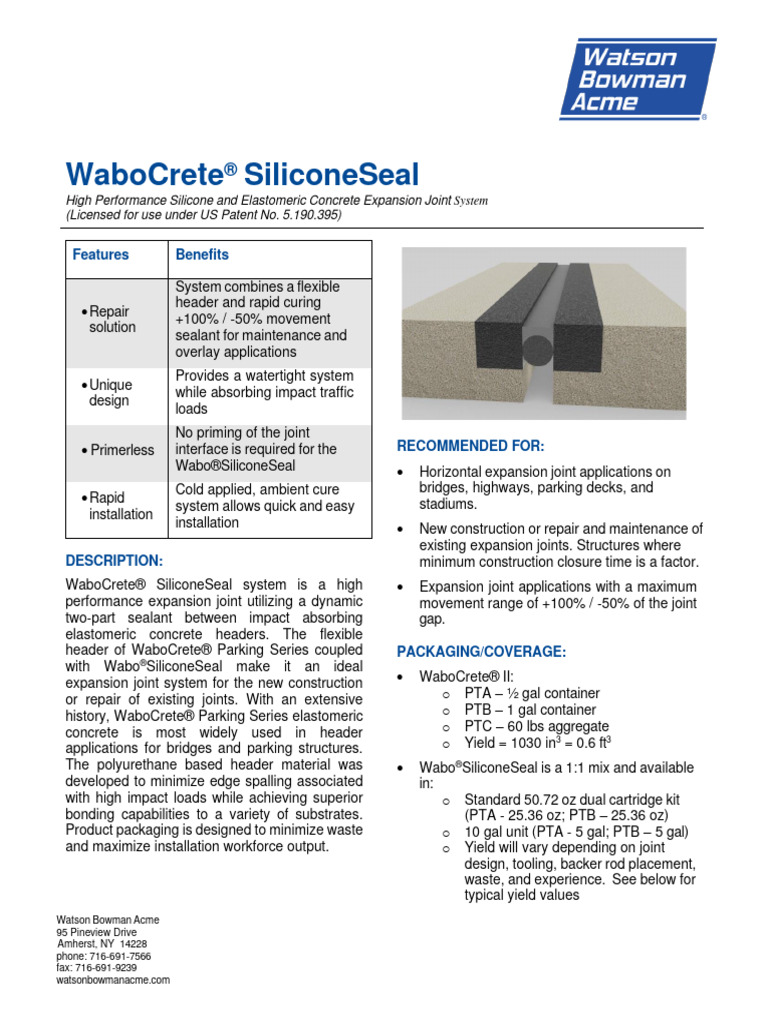 WaboCrete SiliconeSeal 0321 DataSheet-2.2023 | PDF | Concrete | Materials