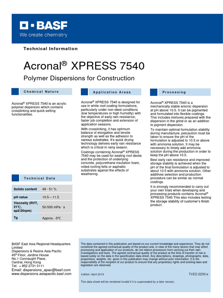 Acronal XPRESS 7540-EN | PDF