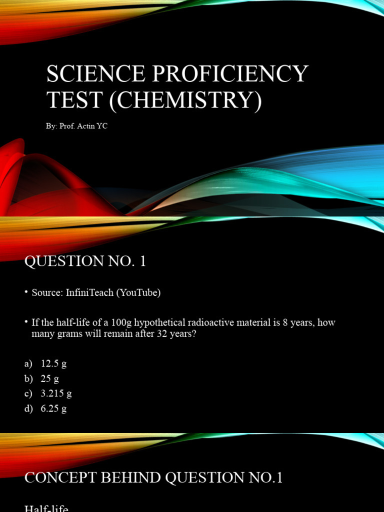 Science Proficiency Test Chemistry | PDF | Chemical Polarity | Chemical ...