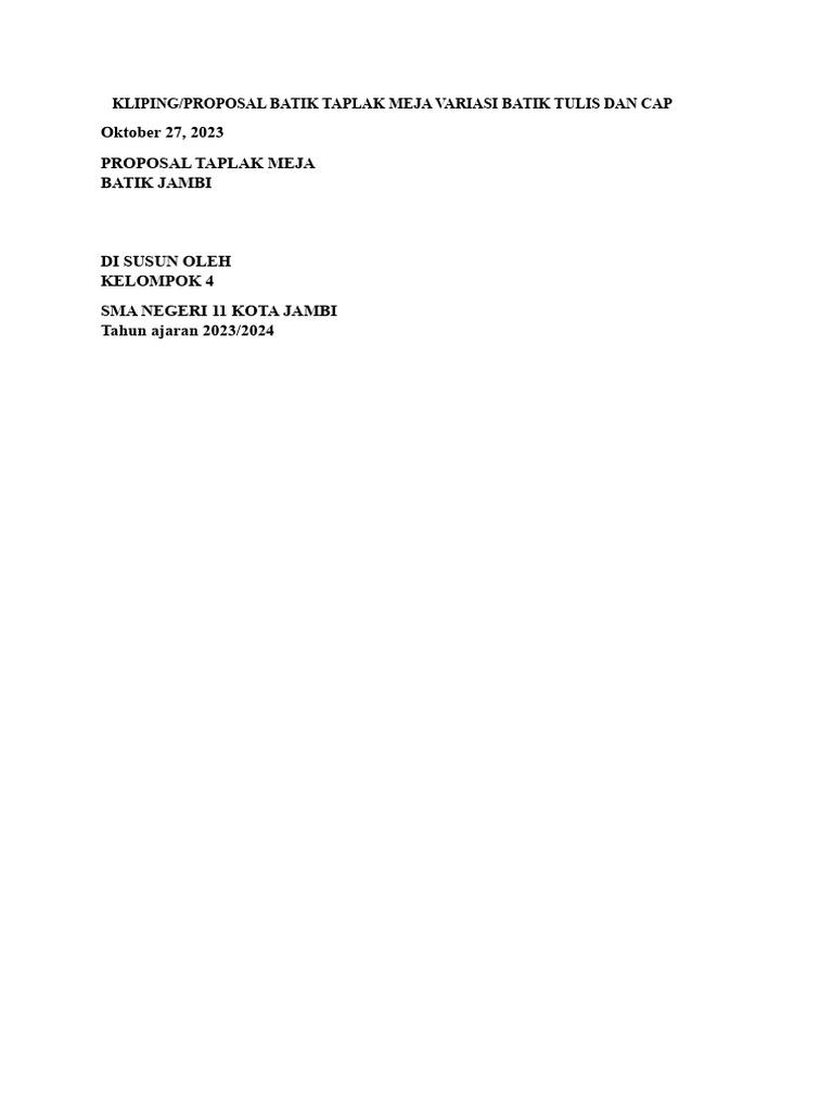 Proposal Batik | PDF