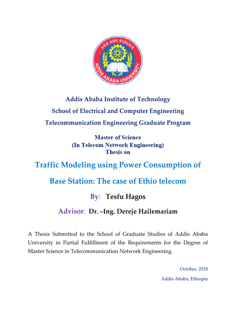 Traffic Modeling Using Power Consumption of Base Station - The Case of Ethio Telecom-2018 | PDF ...