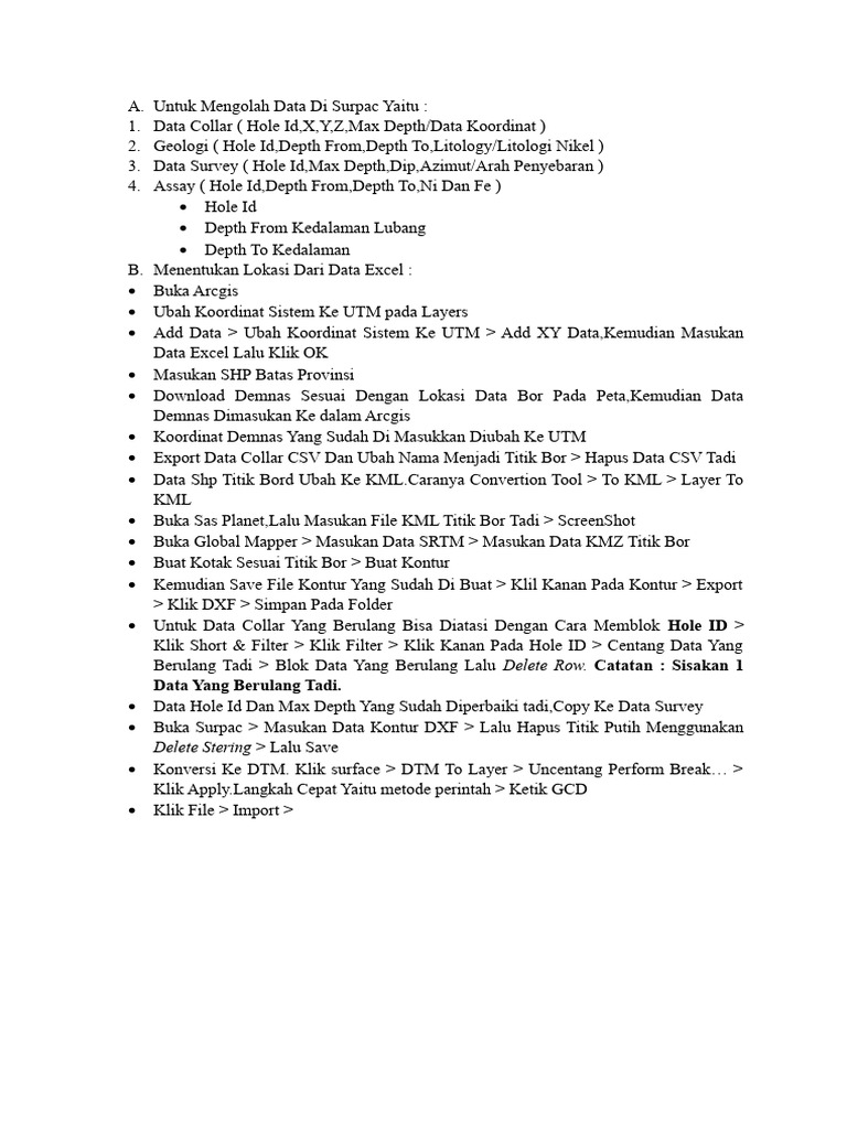 Olah Data Surpac | PDF