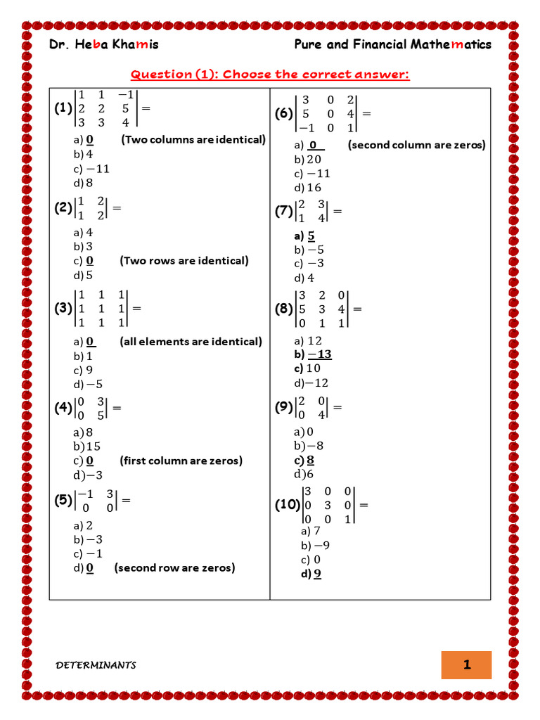 Determinant Exercises | PDF | Determinant | Matrix (Mathematics) Determinant Exercises | PDF | Determinant | Matrix (Mathematics)