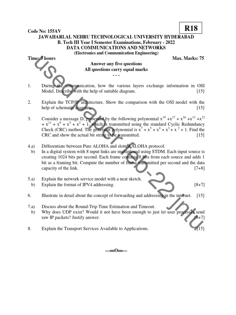 DCN Previous Papers | PDF | Computer Network | Transmission Control Protocol