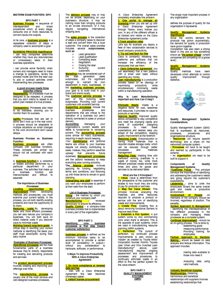 Midterm Exam Pointers Bpo | PDF