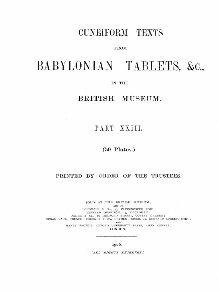 Cuneiform Tablets in The British Museum Volume 23 | PDF | Cuneiform | 3rd Millennium Bc