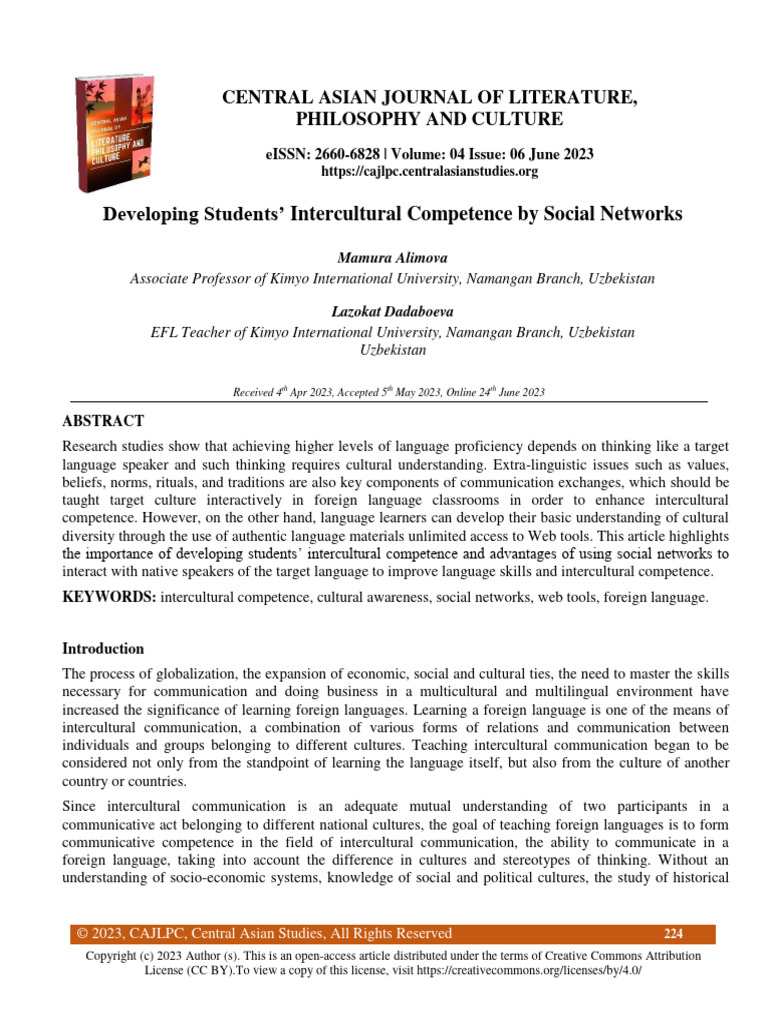 Developing Students' Intercultural Competence by Social Networks | PDF