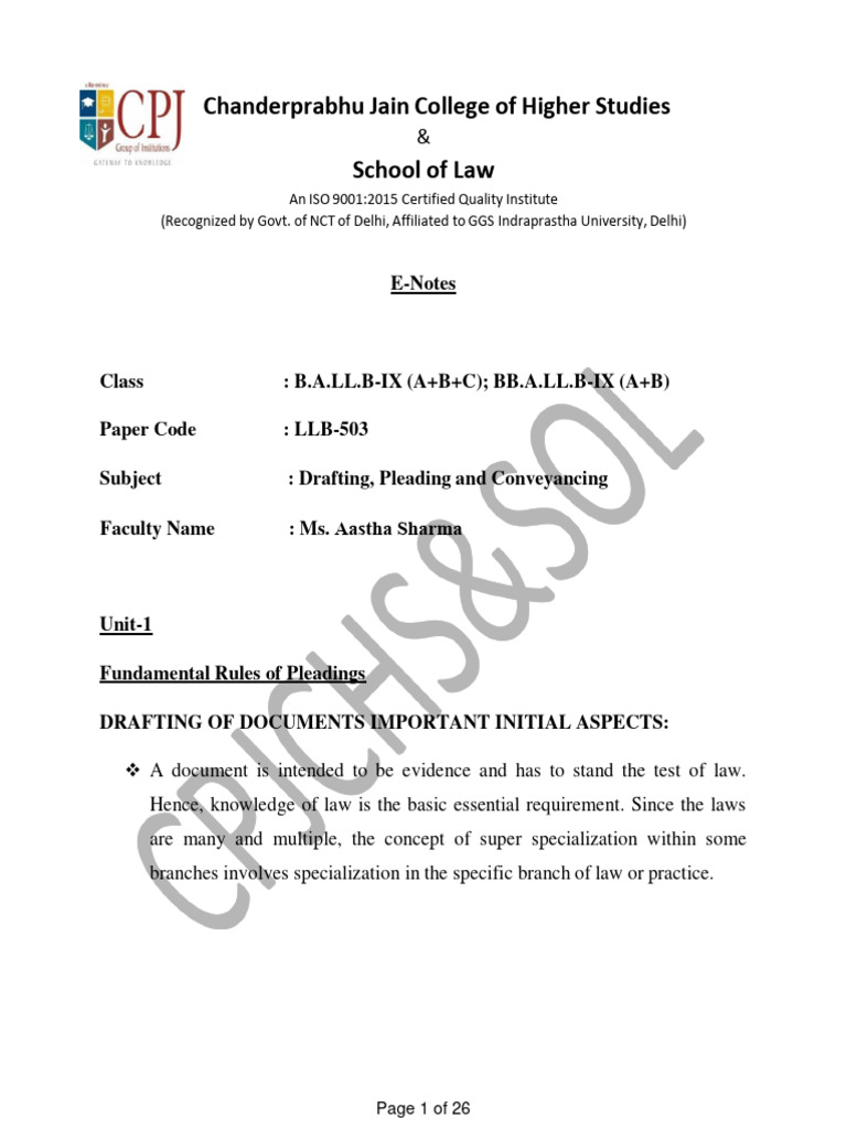 E-Notes - Drafting, Pleadings & Conveyance - Unit-1 | PDF | Affidavit ... E-Notes - Drafting, Pleadings & Conveyance - Unit-1 | PDF | Affidavit ...