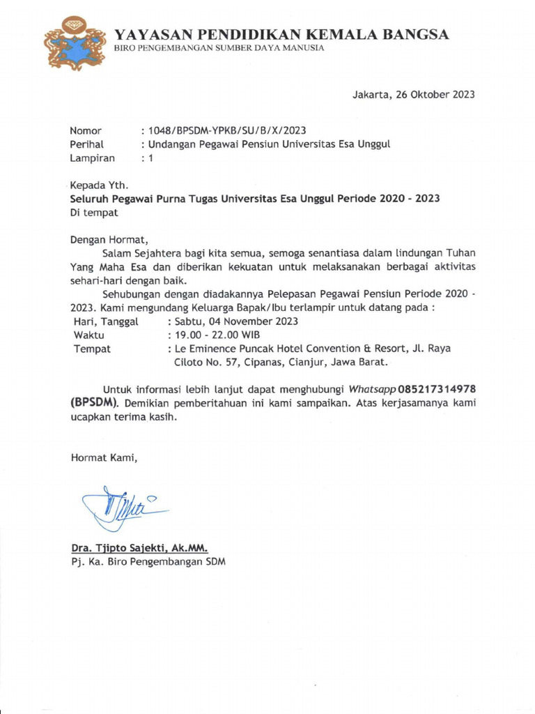 Surat Pemberitahuan Pegawai Pensiun | PDF