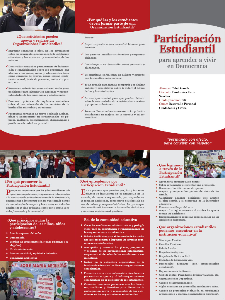 Triptico de Participacion Estudiantil | PDF | Democracia | Ideologías políticas