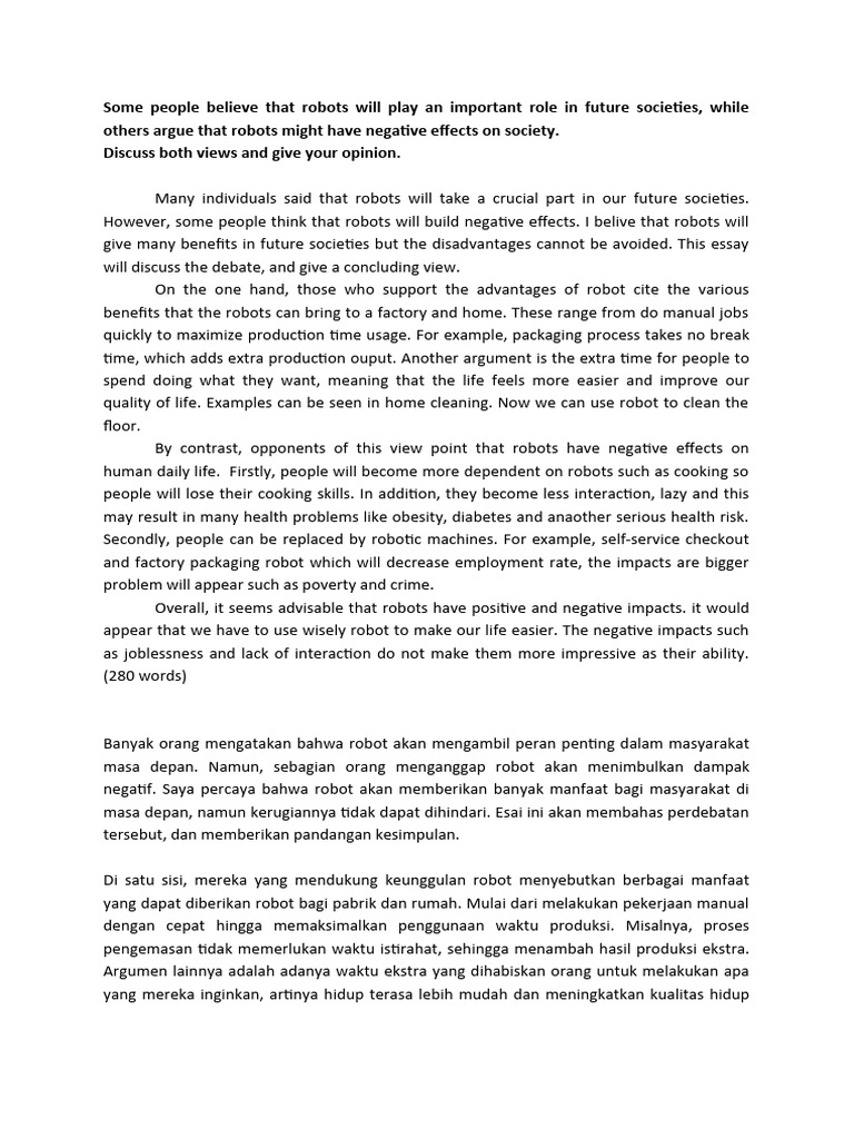 Writing Task 2, Robot | PDF | Robot | Robotics