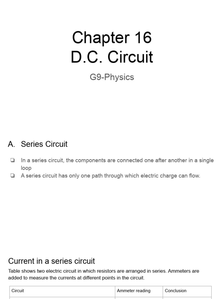 Chapter 16 - D.C. Circuit | PDF