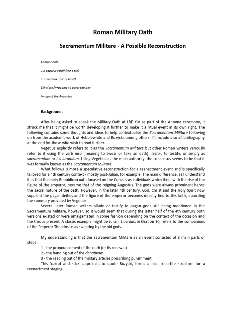 Roman Military Oath | PDF | Roman Empire | Oath