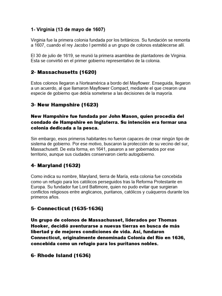 13 Colonias | PDF | Puritanos | Colonización europea de las Américas