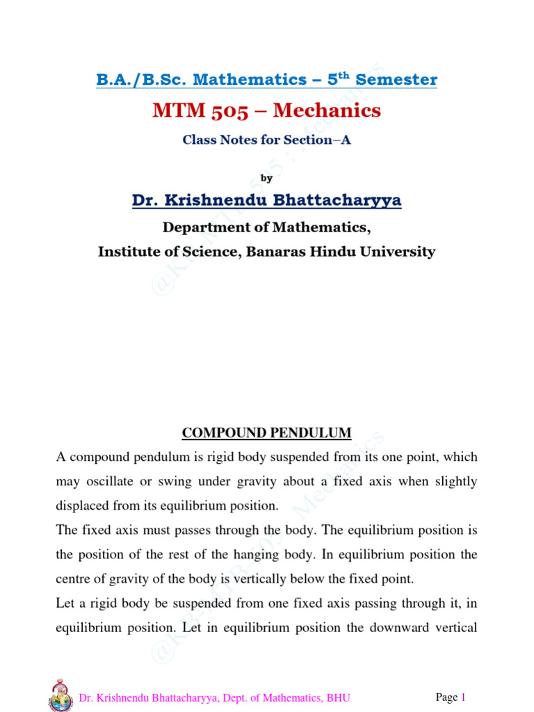 MTB 505 - Mechanics Part II B | PDF | Classical Mechanics | Mechanical Engineering