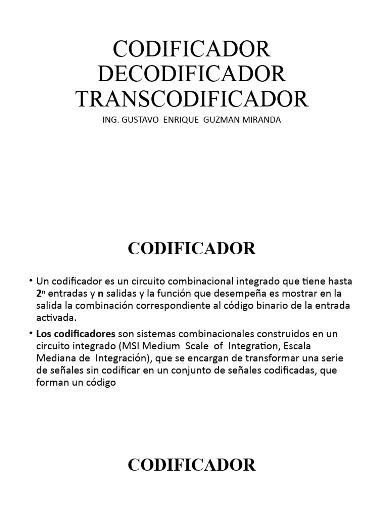 Codificadores y Decodificadores Digitales | PDF | Decimal codificado en ...