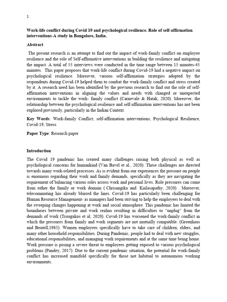 Psychological Resilience - Research Paper | PDF | Psychological ...