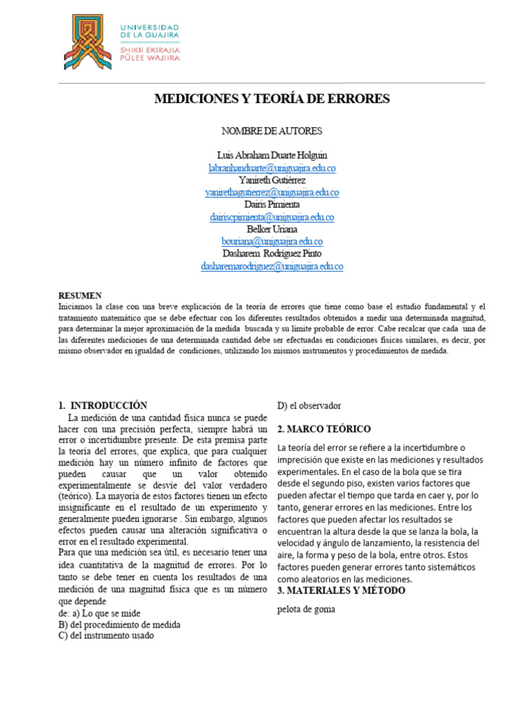 Formato Para Informe De Laboratorio Pdf Medición Teoría