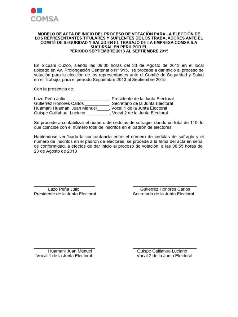 Acta - Inicio - Proceso | PDF