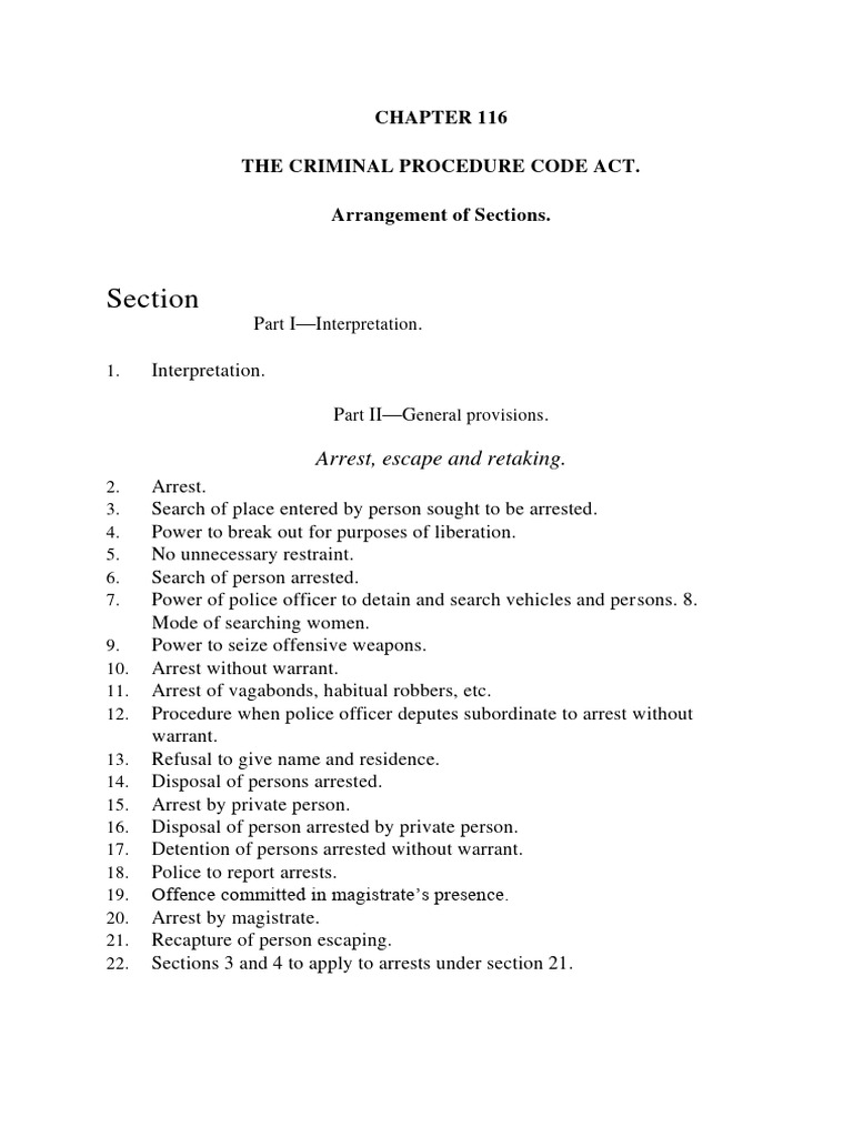 Chapter 116 | PDF | Arrest | Bail