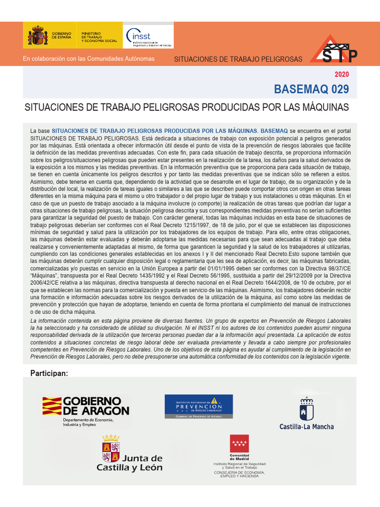 Prevención Riesgos: Máquinas Peligrosas | PDF | Derecho laboral