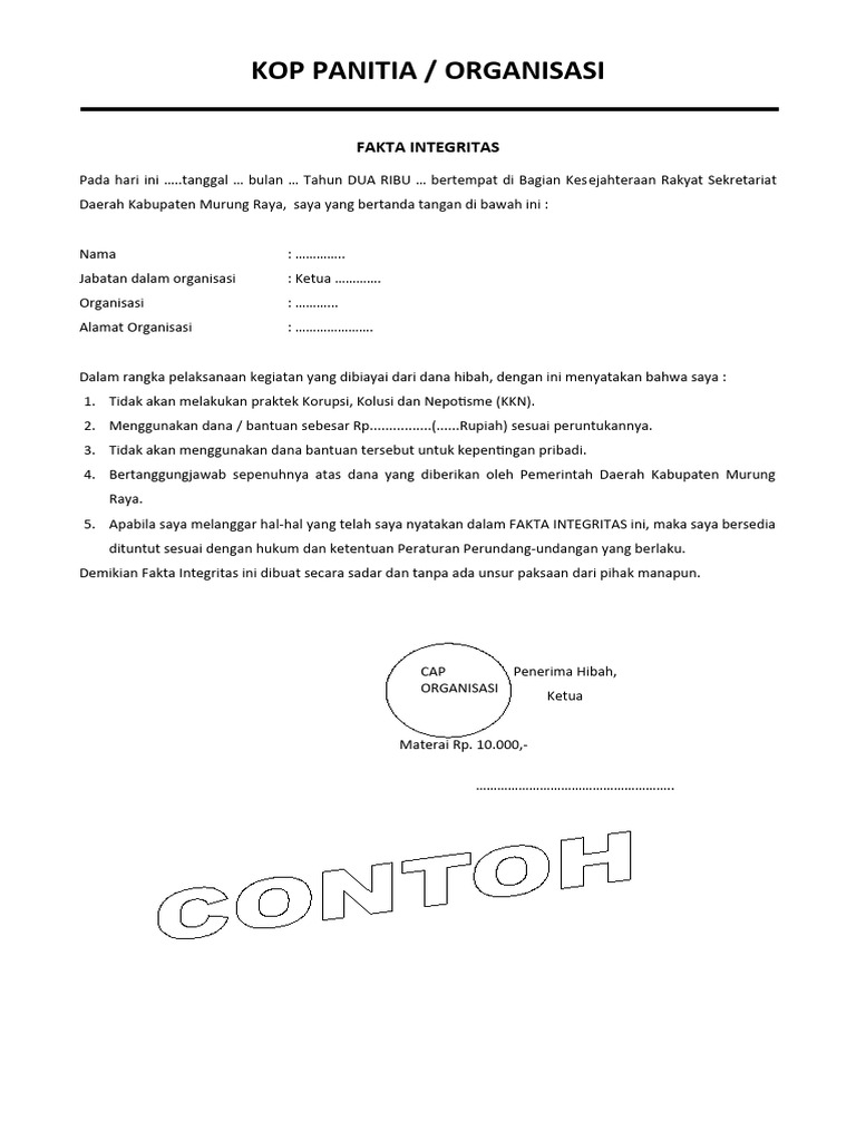 PAKTA INTEGRITAS Dan SPTJ | PDF