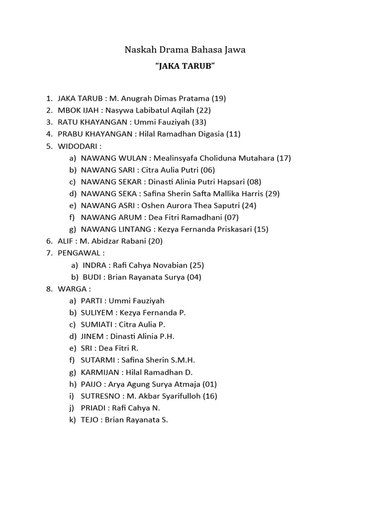 Naskah Drama B.jawa Jaka Tarub | PDF