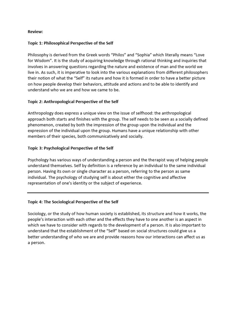 Topic 4 Sociological Perspective of The Self | PDF | Metaphysics Of ... Topic 4 Sociological Perspective of The Self | PDF | Metaphysics Of ...